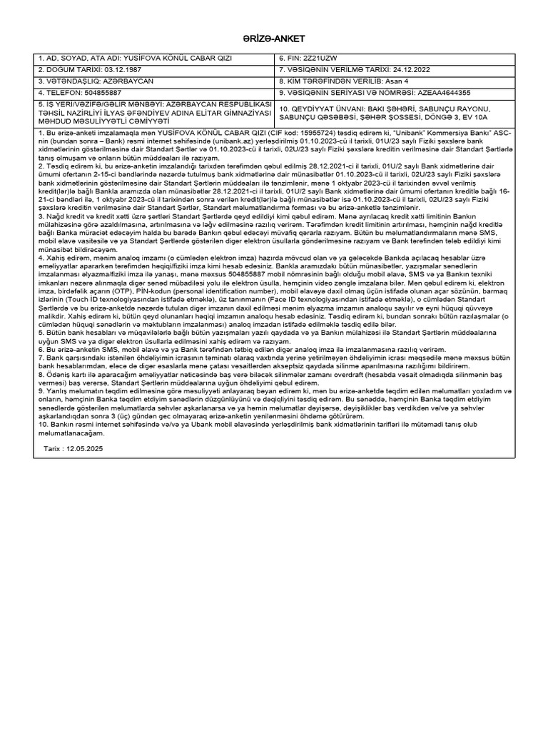 Credit Contract (1) | PDF