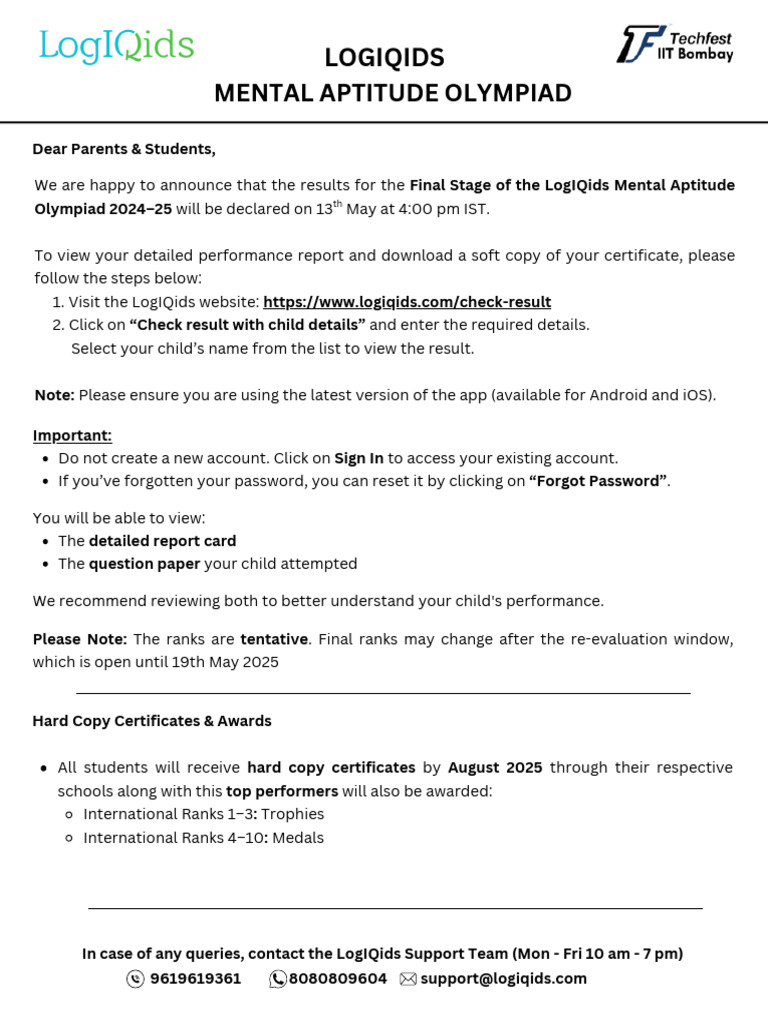 LogIQids 2024-25 Final Stage Results | PDF