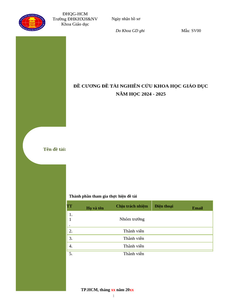 Mau de Cuong Nghien Cuu | PDF