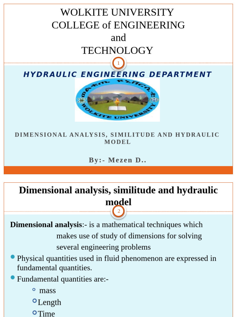 Dimensional Analysis, Similitude and Hydraulic Model | PDF | Reynolds Number | Fluid Mechanics