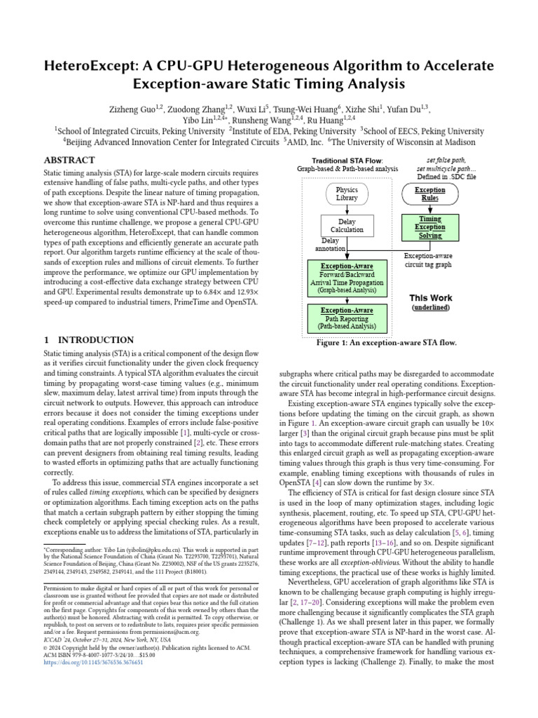 2024 ICCAD ZGuo HeteroExcept A CPU-GPU Heterogeneous Algorithm To Accelerate Exception-Aware ...