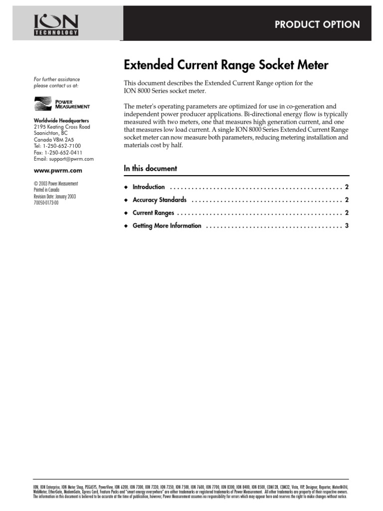 Extended Current Range ION 8000 Meter | PDF | Computing | Computer ...
