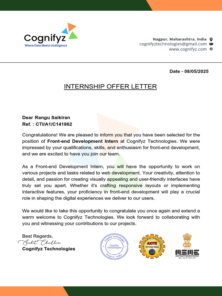 Cognify Internship | PDF