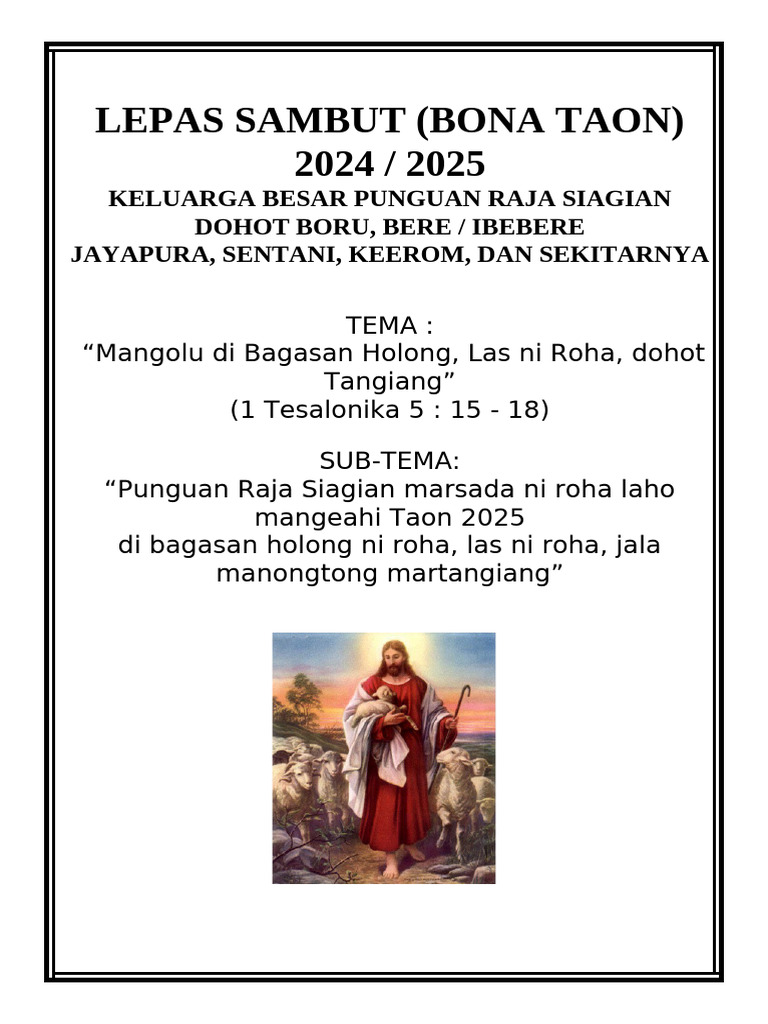 Acara Bona Taon 2025 Punguan Siagian | PDF