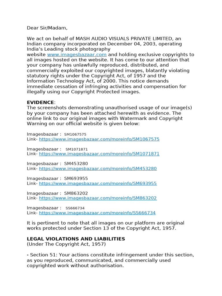 Copyright Infringement Notice | PDF | Copyright | Copyright Infringement