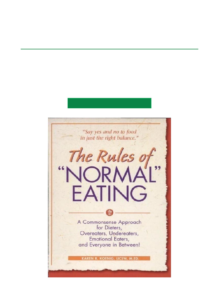 The Rules of "Normal" Eating A Commonsense Approach For Dieters ...