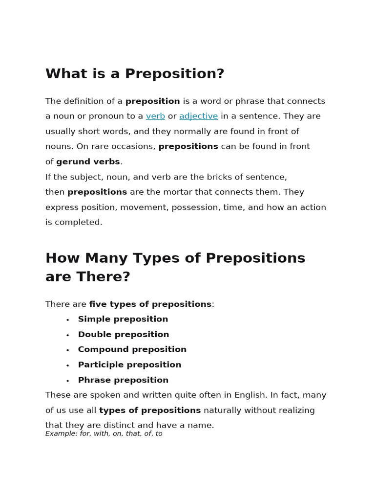 What is a Preposition- Note | PDF | Verb | Noun