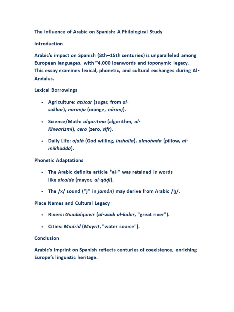 Arabic Influence On Spanish | PDF