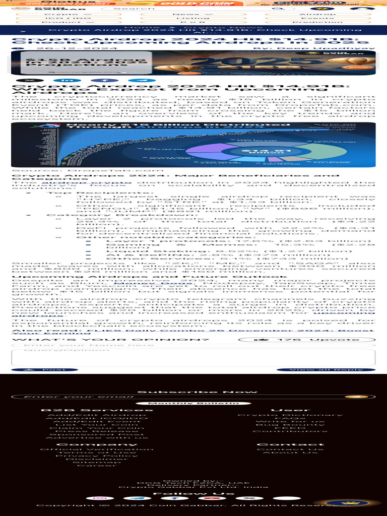 Crypto Airdrop 2024 Hit $14.91B Recorded 2025 Expectations | PDF | Cryptocurrency
