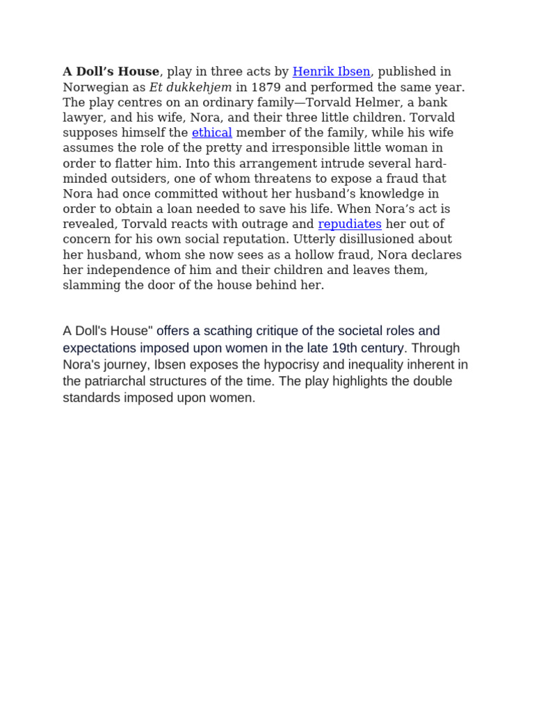 A Doll's House | PDF