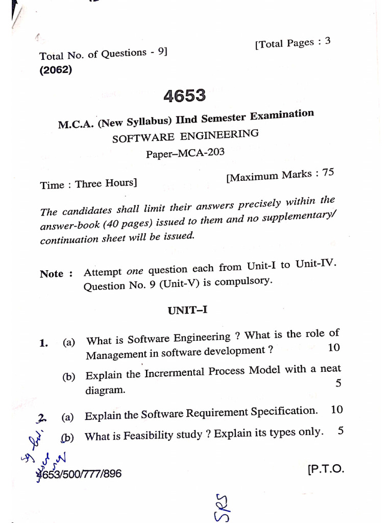 Question Papers (Python, DBMS, Software Engineering) | PDF