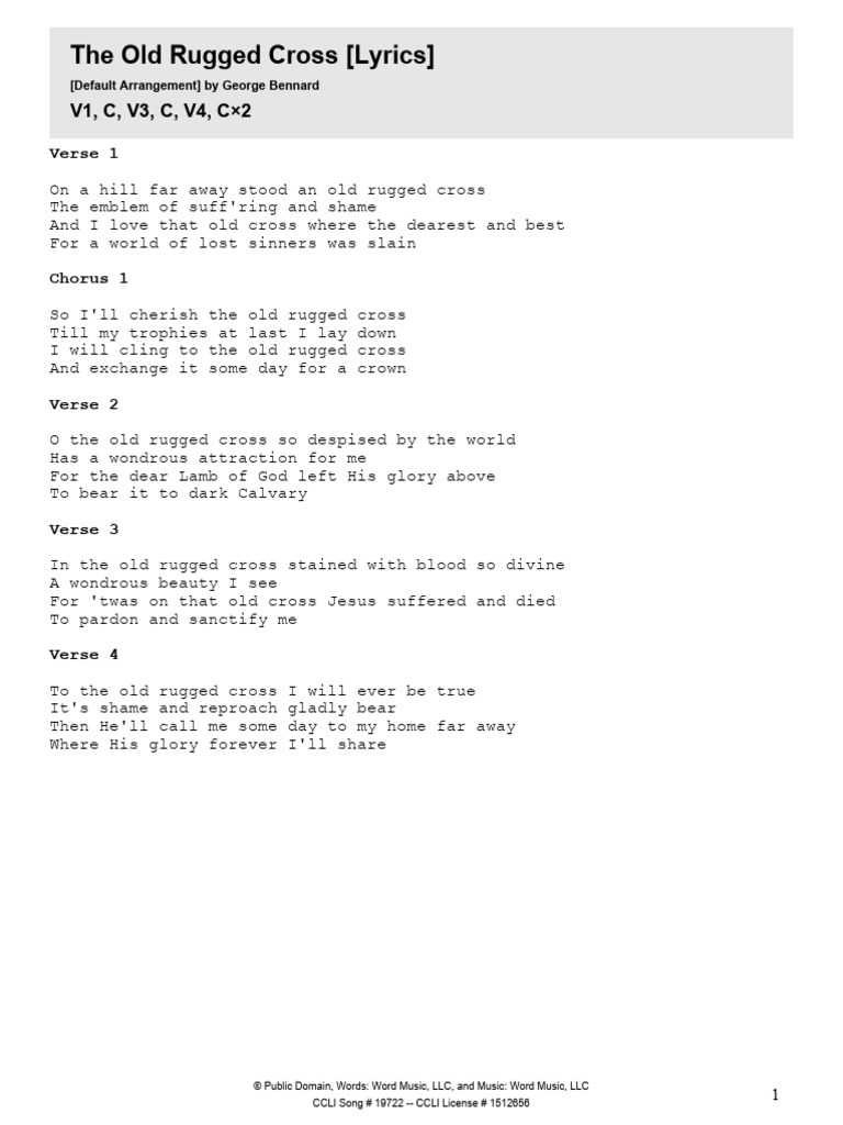 Old Rugged Cross Lyrics | PDF