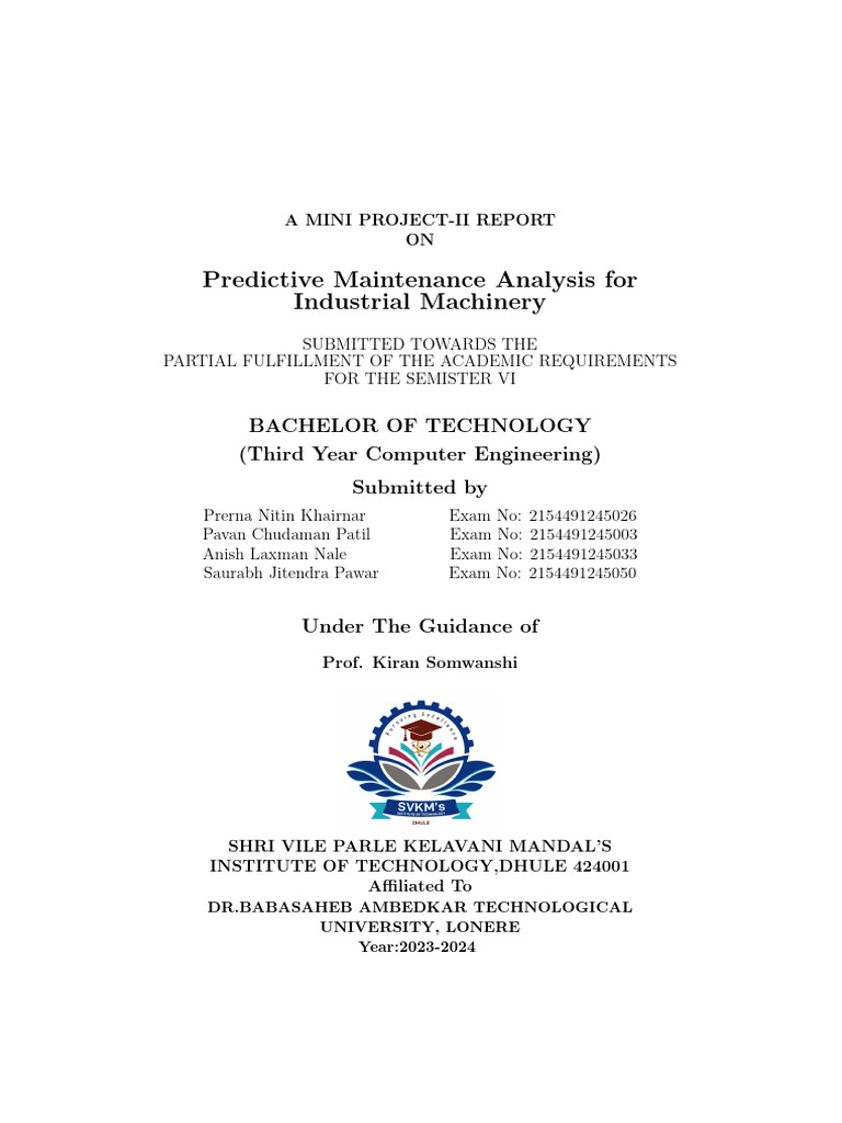 Predictive Maintenance for Industrial Machinery | PDF | Support Vector ...