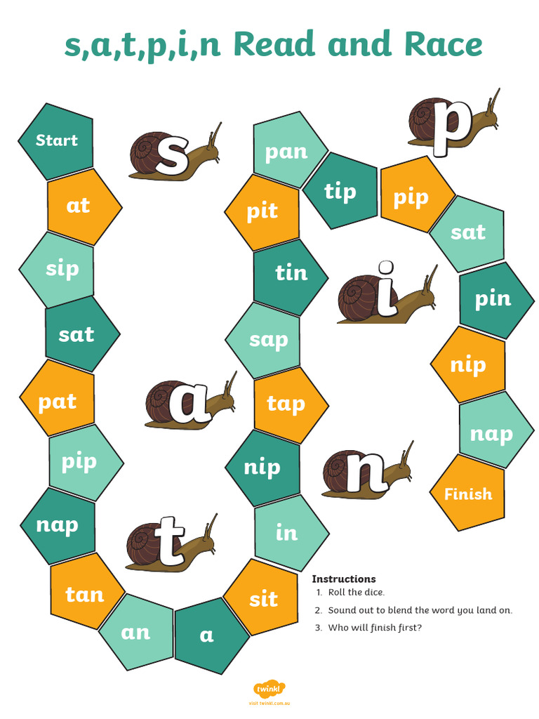 SATPIN Games - Phonics Read and Race Game | PDF