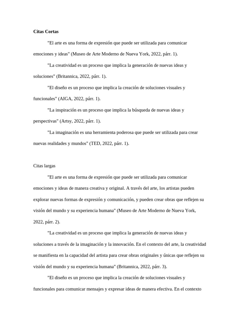 Citas Largas y Cortas | PDF