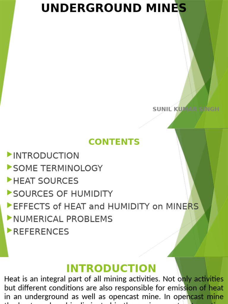 Sorces of Heat and Humidity in Underground Mines | PDF | Humidity ...