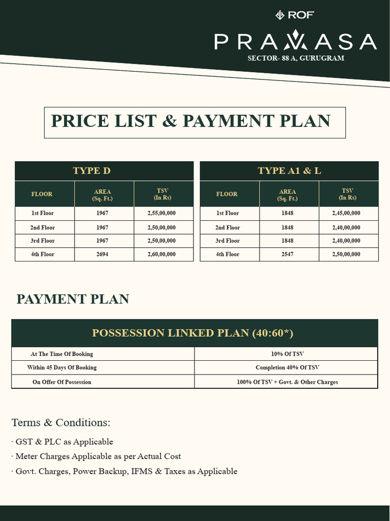 Price List & PAYMENT PLAN-1 | PDF
