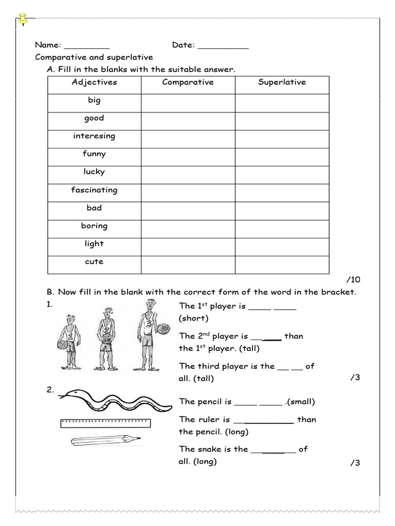 Comparative Superlative Test | PDF