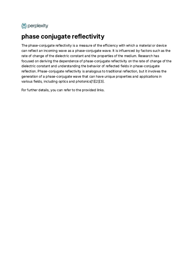 Phase Conjugate Reflectivity | PDF