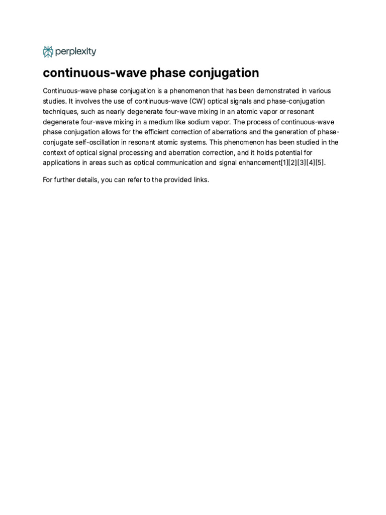 Continuous-Wave Phase Conjugation | PDF