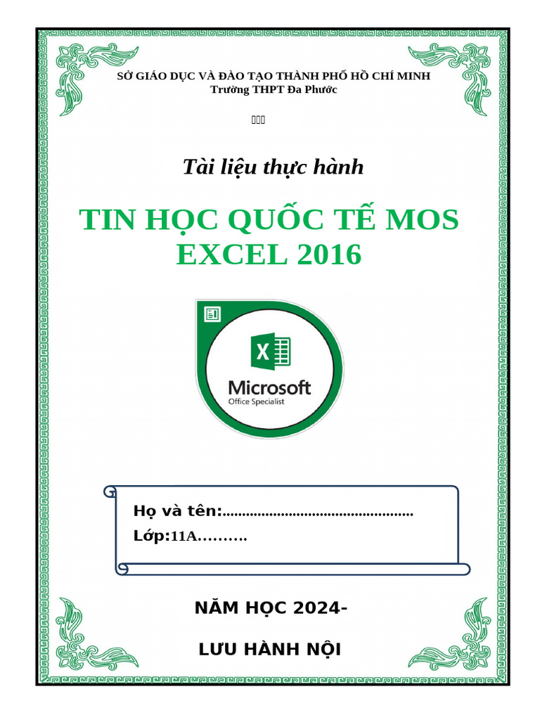 De Cuong Mos Excel 2016 | PDF