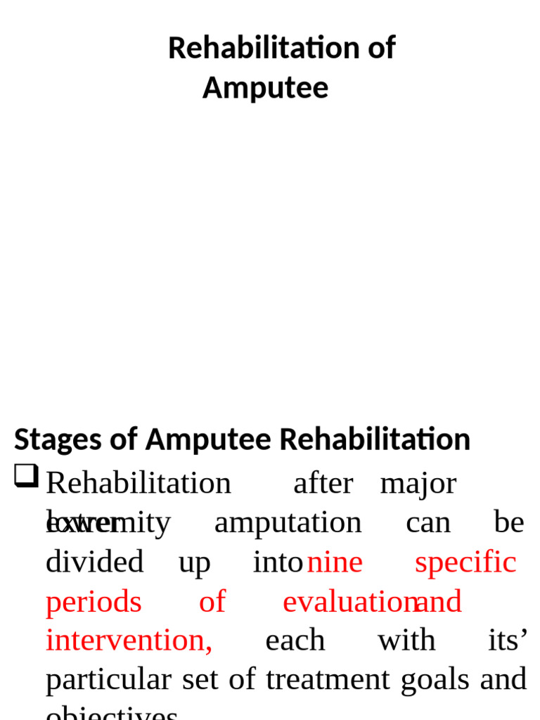 9.rehabilitation of Amputee | PDF | Amputation | Prosthesis