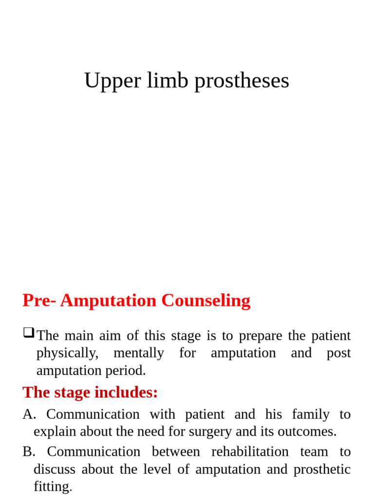 Upper Limb Prostheses II | PDF | Prosthesis | Amputation
