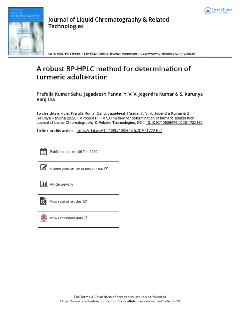A Robust RP HPLC Method For Determinatio | PDF | High Performance Liquid Chromatography | Turmeric