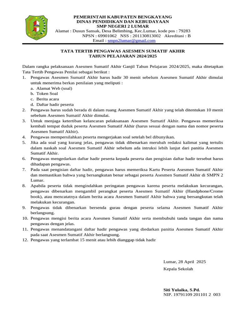 Tata Tertib Pengawas Ujian | PDF