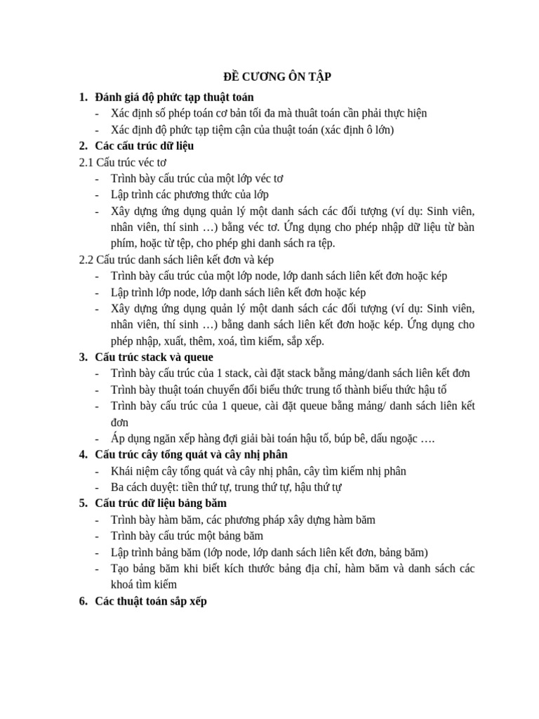 De-Cuong-On-Tap CTDL - GT | PDF