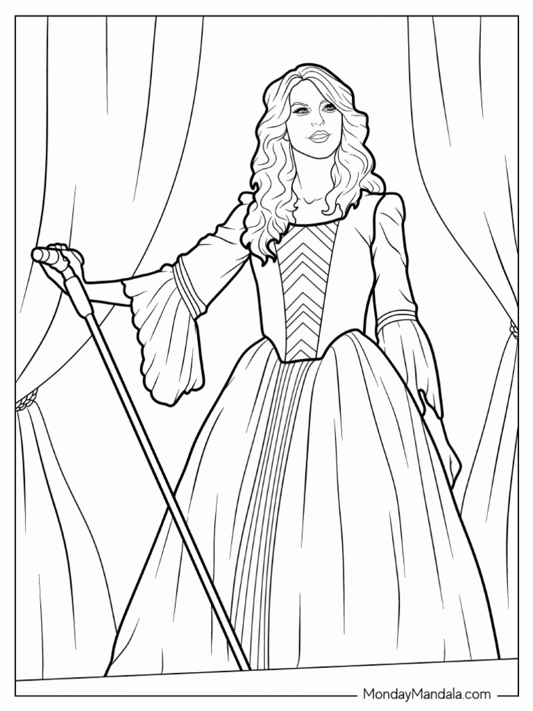 Coloring Page of Taylor Swift in Fearless Tour | PDF