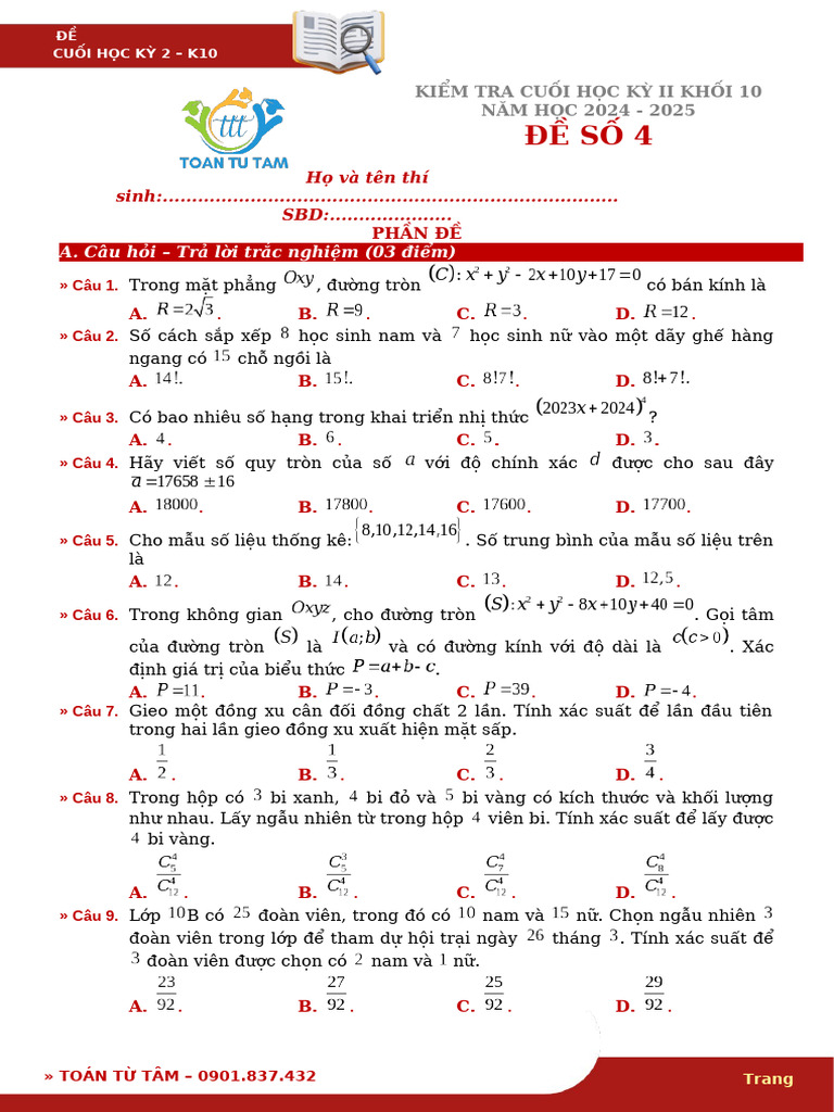HS-10-CD-CK2-ĐỀ 04 | PDF