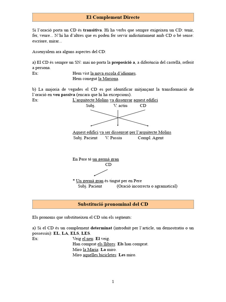 Pronoms Febles CD - Ci | PDF
