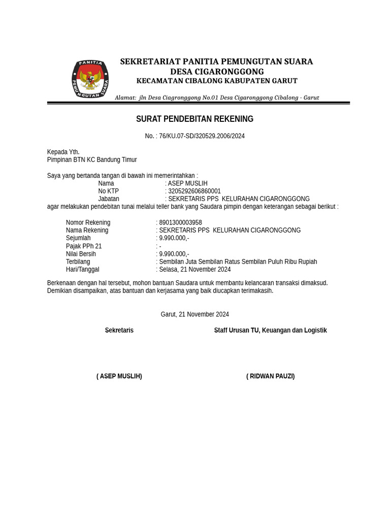 Standing Instruction Giro PPK PPS-1 | PDF