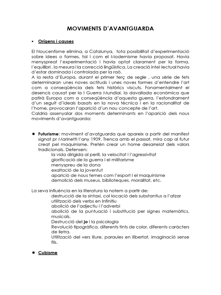 Les Avantguardes - Resum | PDF