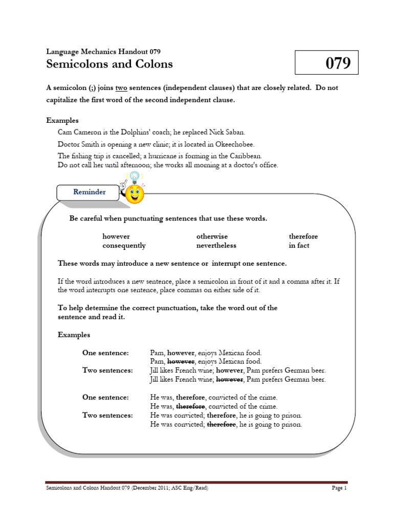 079_semicolons_and_colons | PDF | Comma