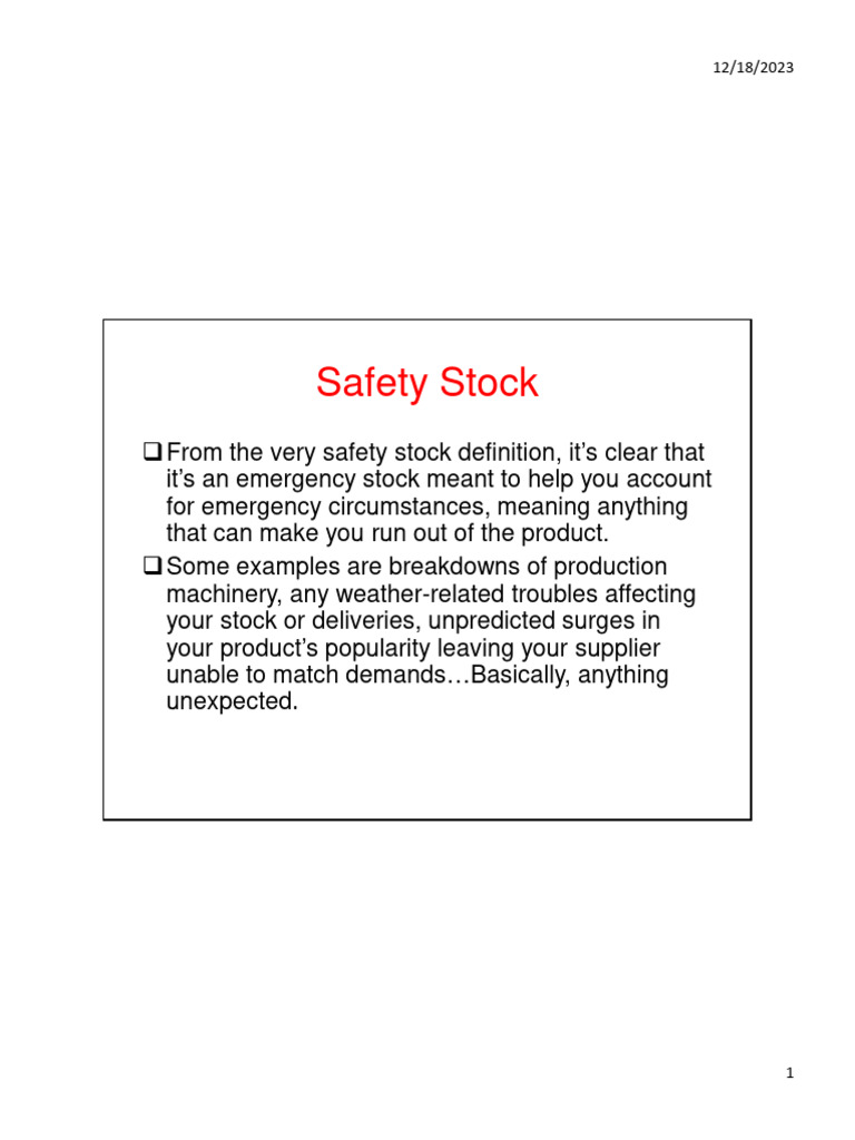 Safety Stock Calculation | PDF