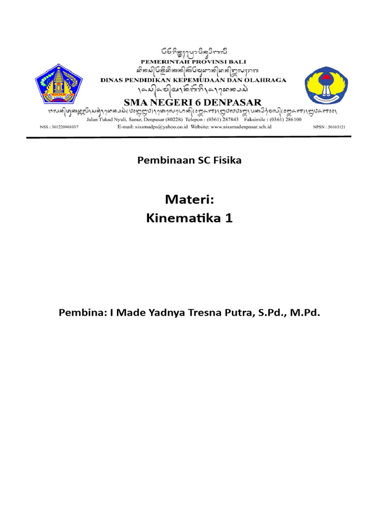 Mekanika 1 (Kinematika 1) Rev | PDF