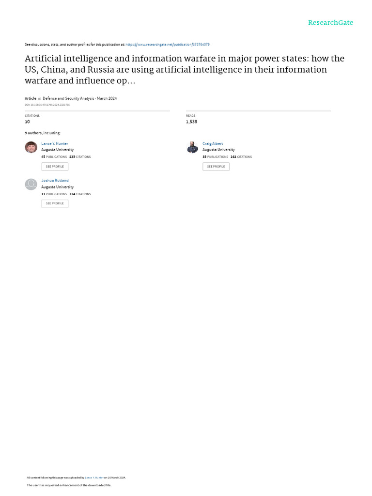 Artificial Intelligence and Information Warfare in Major Power States ...
