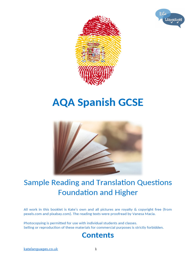 AQA Spanish GCSE Reading Workbook STUDENTCOPY | PDF | Pascua de ...