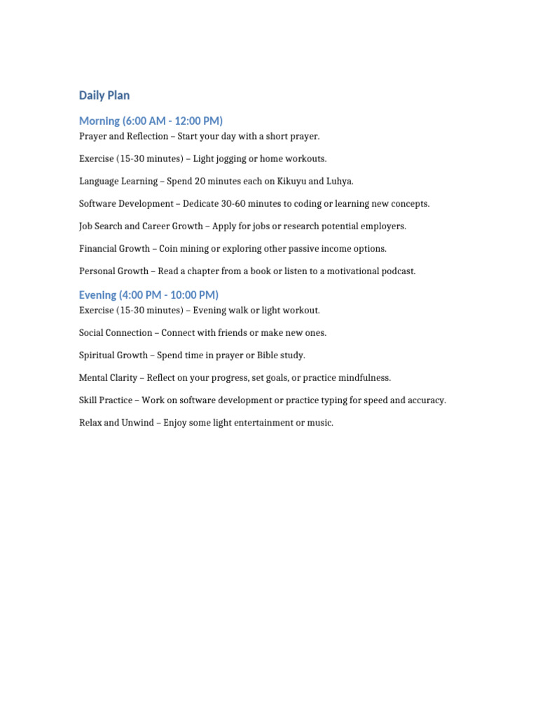 Daily Plan | PDF
