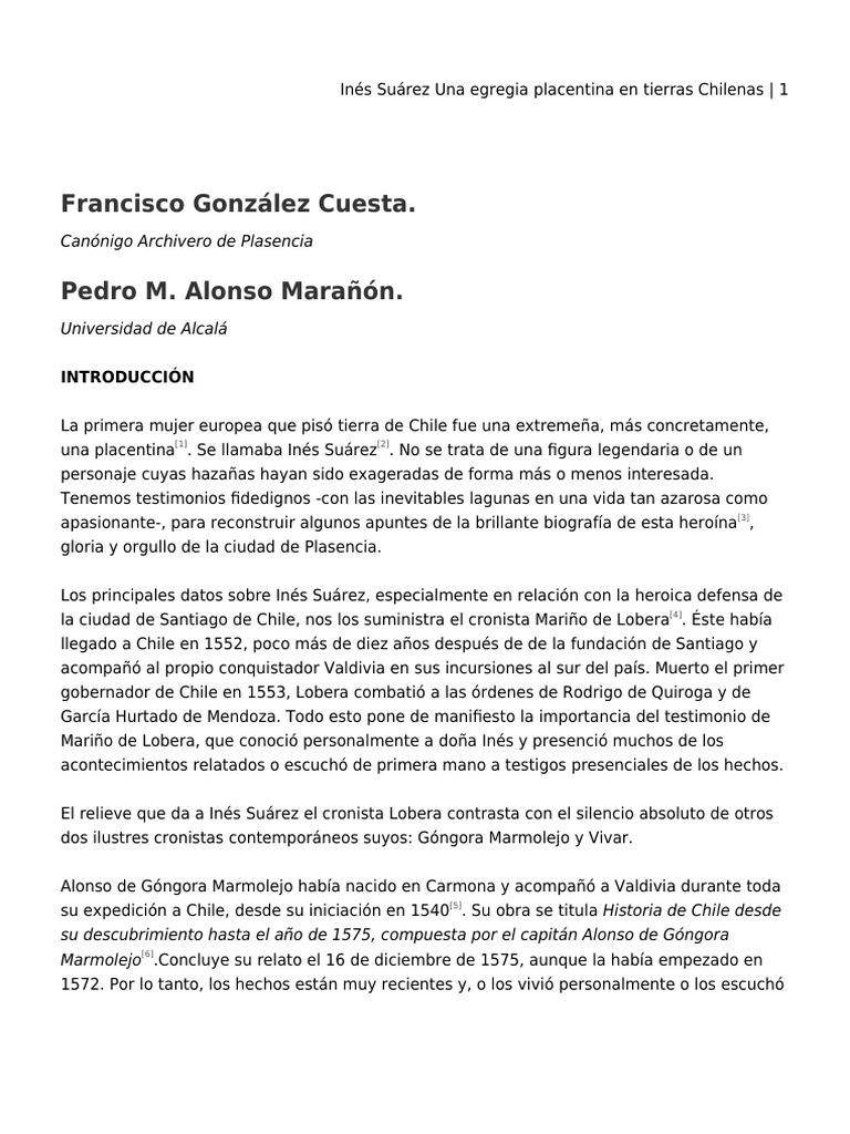 Inés Suárez Una Egregia Placentina en Tierras Chilenas | PDF