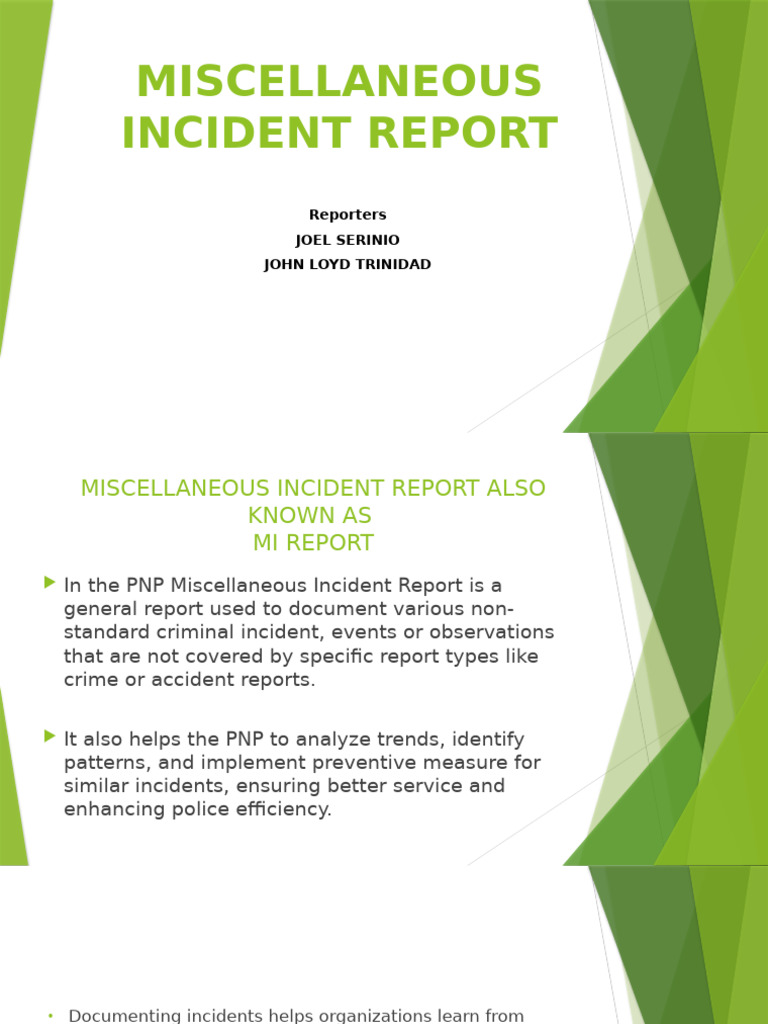 Miscellaneous Incident Report Guide | PDF