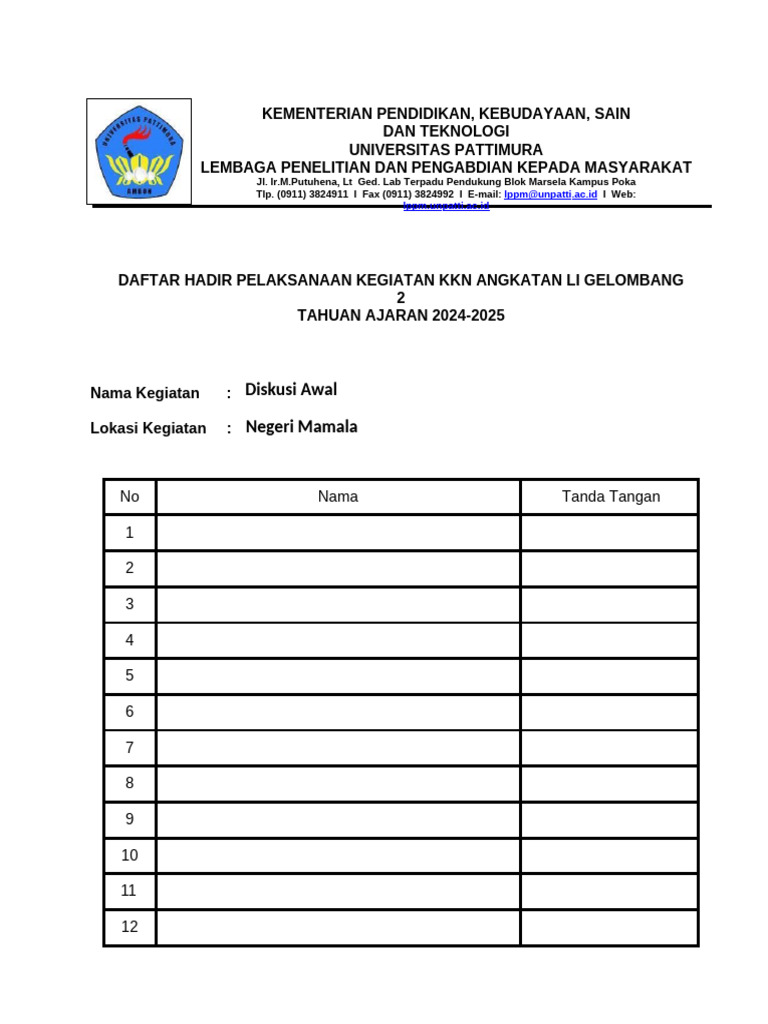 Daftar Hadir-1 | PDF