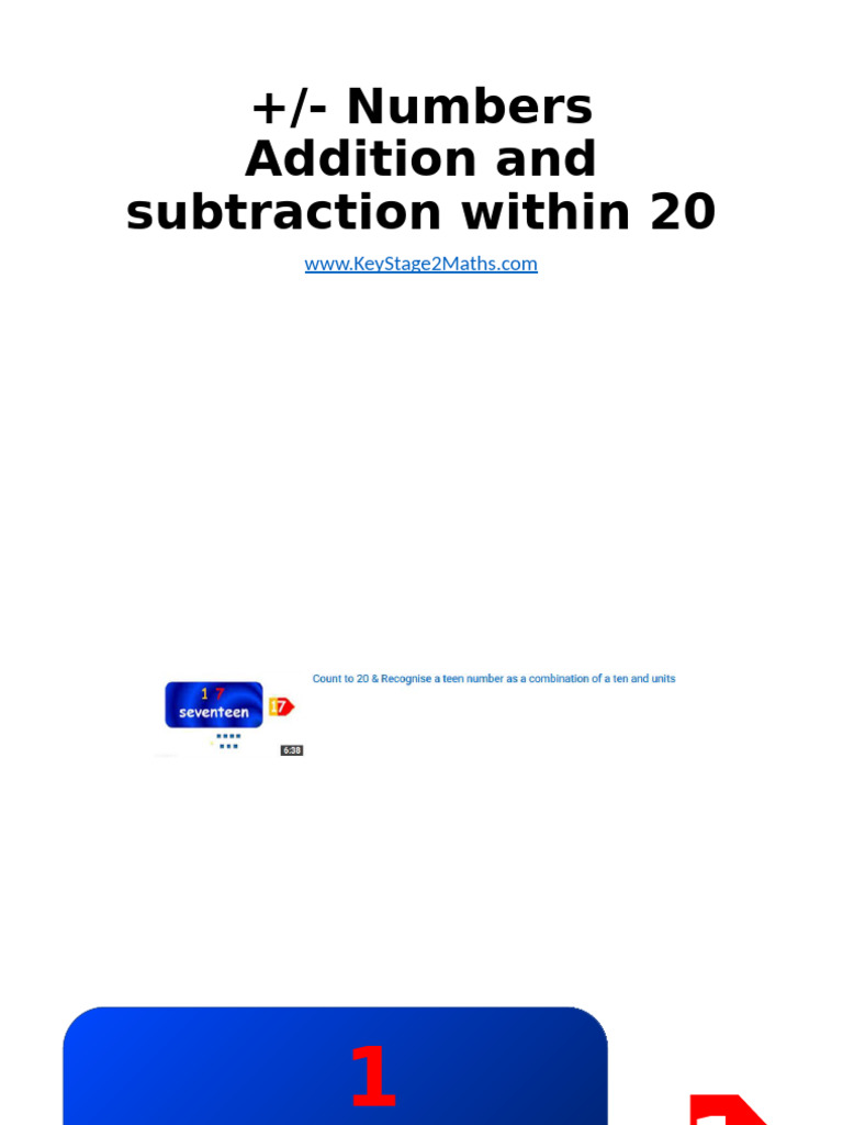 1 Numbers Addition and Subtraction Within 20 | PDF