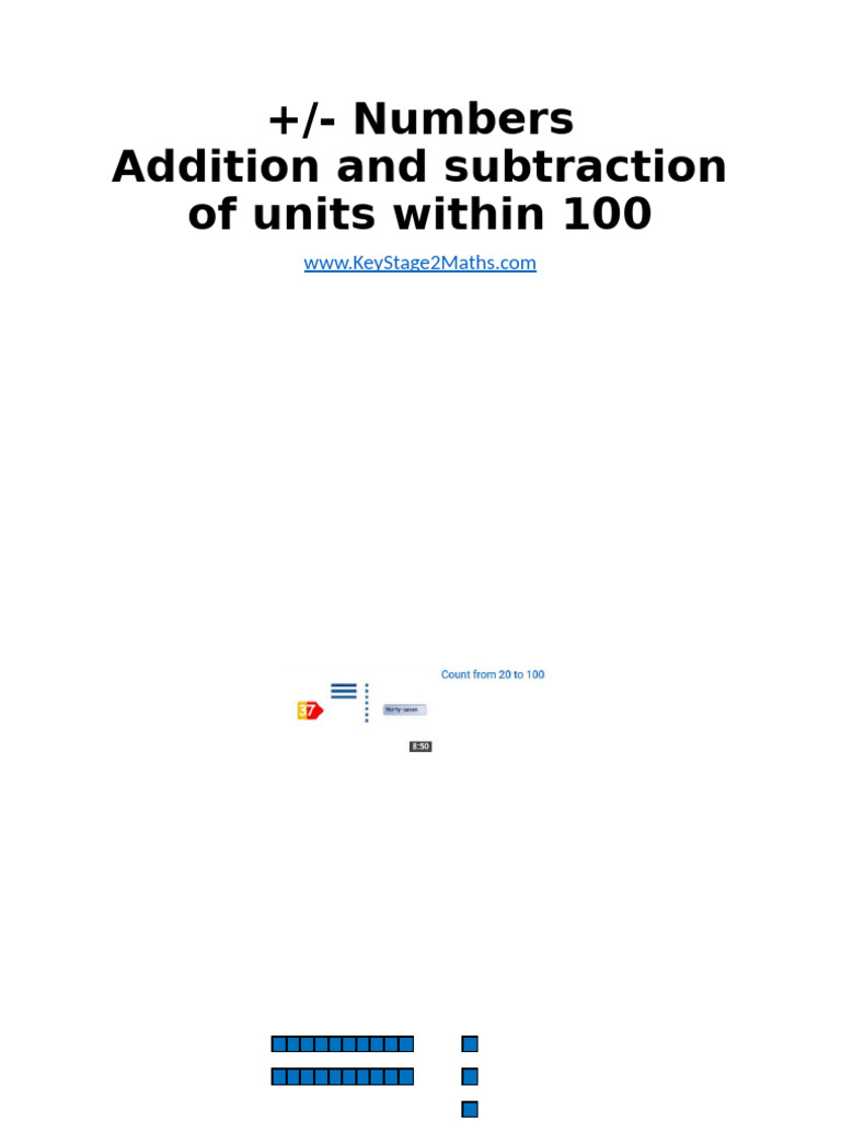 3 - NumbersAddition and Subtraction of Units Within 100 | PDF