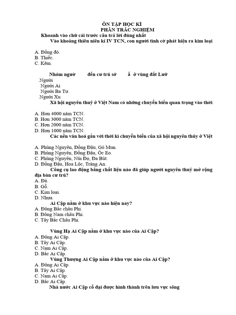 on tap cuoi ki 1 | PDF