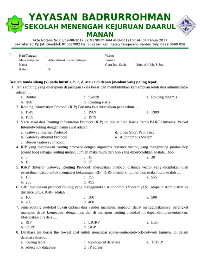 PTS ASJ Kelas XI | PDF