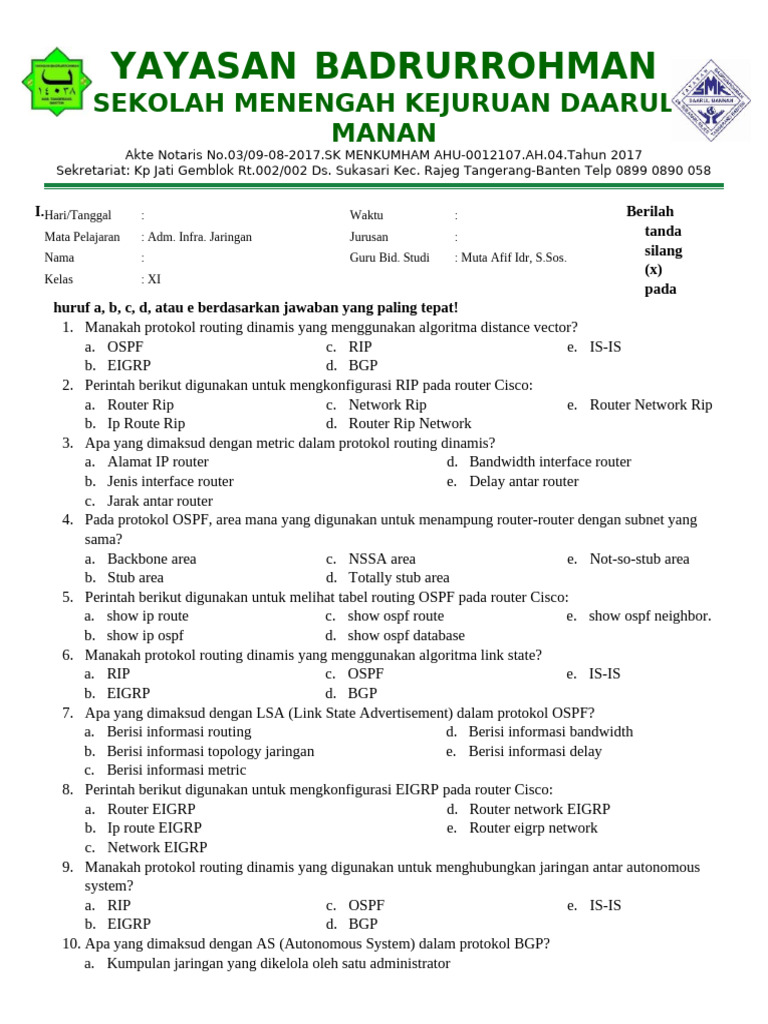 PTS AIJ Kelas XI | PDF