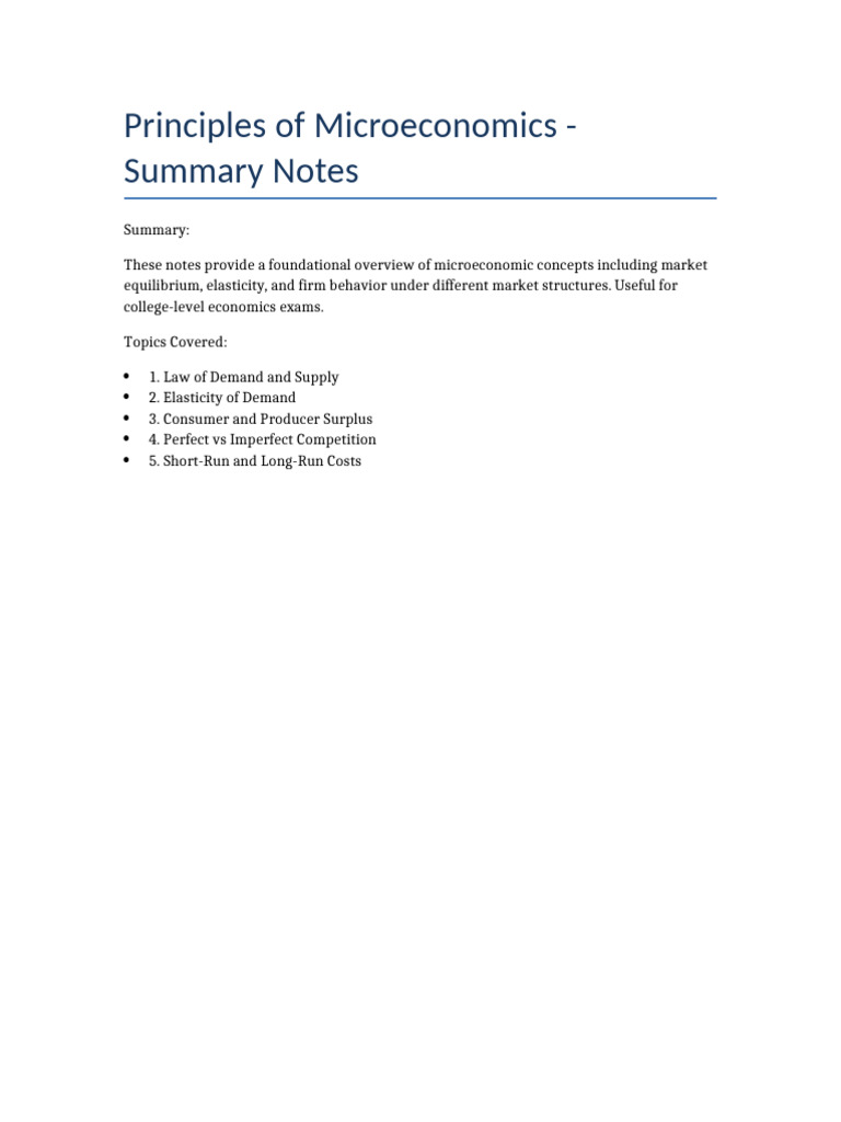 Microeconomics Notes | PDF